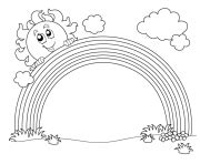 Coloriage Arc En Ciel Avec Licorne Kawaii Jecolorie