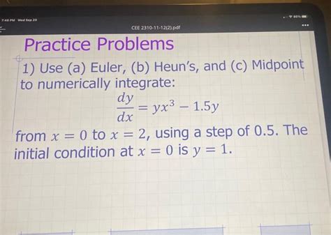 solved 1 use a euler b heun s and c midpoint to