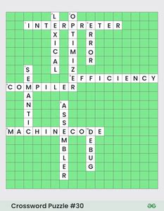 Crossword Puzzle Of The Week 30 Compiler Design GeeksforGeeks
