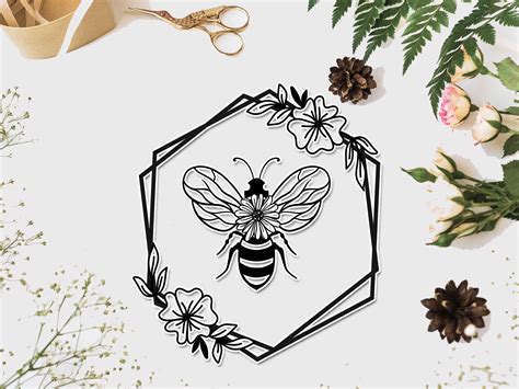 Honey Bee Svg Floral Bee Svg Queen Bee Svg Flower Bumble Etsy