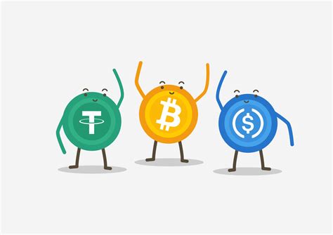 Bitcoin USDT And USDC Coin Cryptocurrency Cartoon Concept 10874292