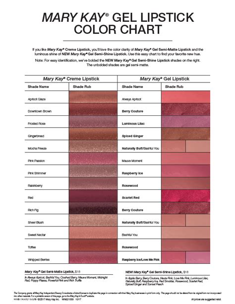 Mary Kay Lipstick Comparison Chart Infoupdate Org