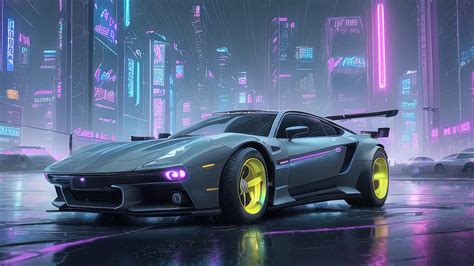 Neo Tokyo Drift Art Wheelbarrow Sports Car City Neon X