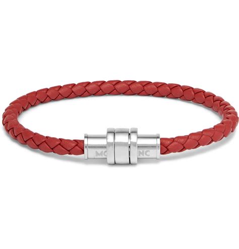 Montblanc Meisterstück Braided Leather And Stainless Steel Bracelet in