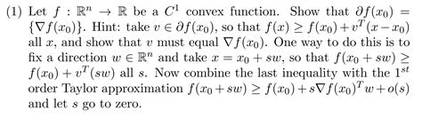 solved 1 ﻿let f rn→r ﻿be a c1 ﻿convex function show that