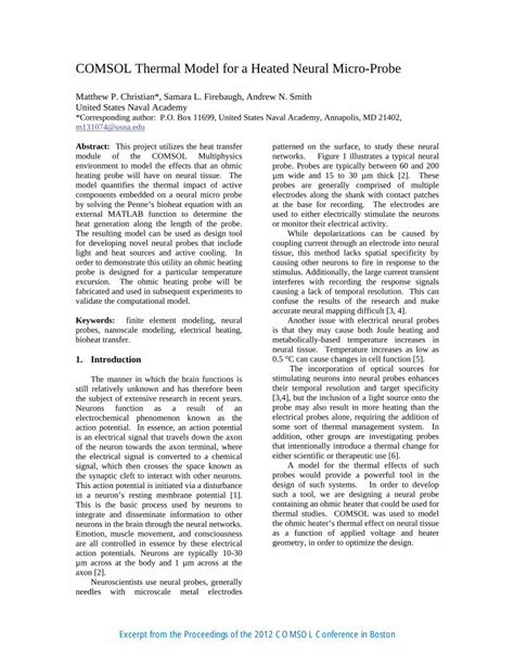 Pdf Comsol Thermal Model For A Heated Neural Micro Pdf Filecomsol