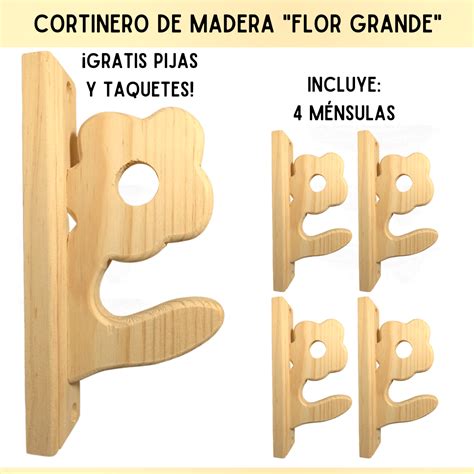 Cortinero De Madera Tipo Flor Grande Pares En Pasos