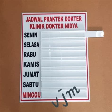 Jual Acrylic Papan Jadwal Praktek Dokter Kota Tangerang Amanda