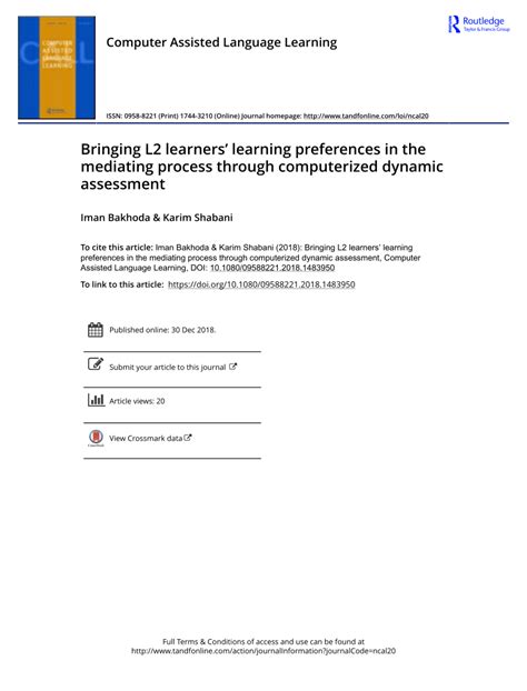 pdf bringing l2 learners learning preferences in the mediating process through computerized