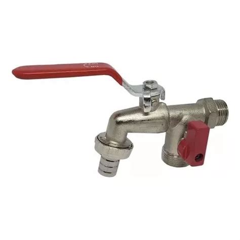 Canilla Doble Lavarropas Lavadero Metalica Con Pico Manguera Mercadolibre