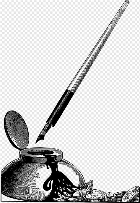 Pluma estilográfica papel pluma y tinta tinta lápiz monocromo png