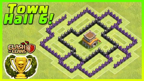 Clash Of Clans DEFENSE STRATEGY Townhall Level 6 Trophy Base Layout