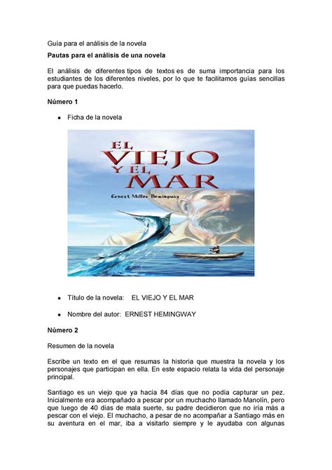 analisis de la Novela El Viejo y el Mar de la noche Guía para el