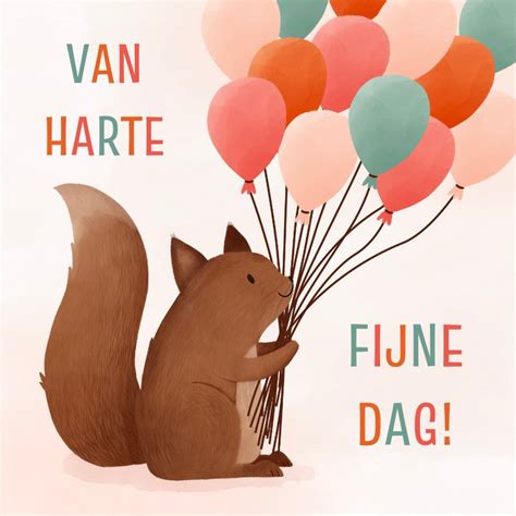 Verjaardagskaartje Eekhoorn Met Feestelijke Kaartje2go