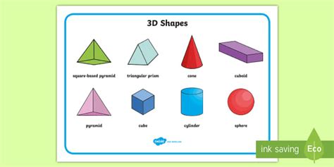 FREE 3D Shape Word Mat Word Mat Writing Aid 3D Shape Names Shape