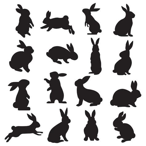 Collection Of Rabbit Silhouettes Vector Premium Vector Freepik