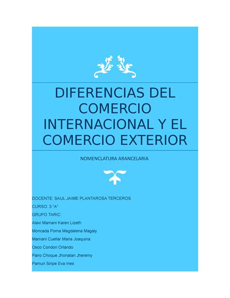 Tarea 1 Diferencias 1 Las Diferencias Entre El Comercio Exterior Y