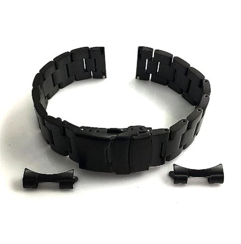 Bulova Compatible Black Brushed Metal Steel Curved End Watch Band 7007