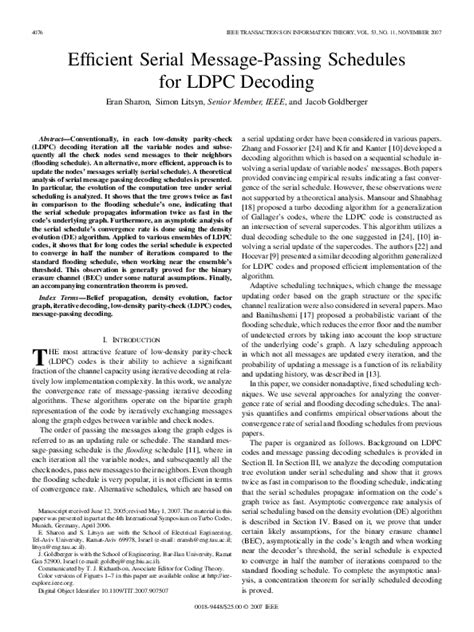 pdf efficient serial message passing schedules for ldpc decoding bec goldberg