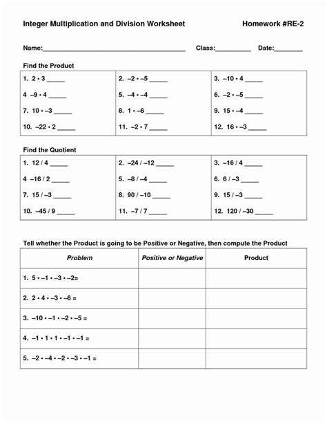 Multiplication Of Integers Worksheet Unique All Operations With