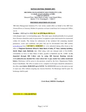 Fillable Online Fillable Online NOTICE INVITING TENDER NIT SBI