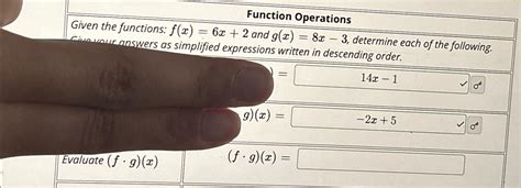 solved function operationsgiven the functions f x 6x 2