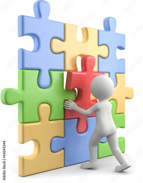 3d Männchen bute Puzzle zusammensetzen Illustration Stock Adobe Stock
