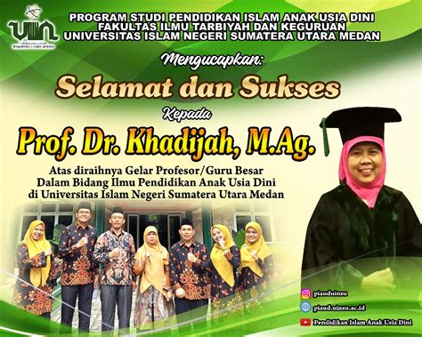Selamat Dan Sukses Kepada Prof Dr Khadijah M Ag Atas Diraihnya Gelar