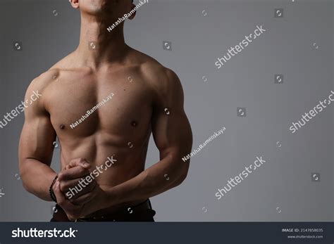 Cropped Shot Male Perfect Body Isolated Stock Photo