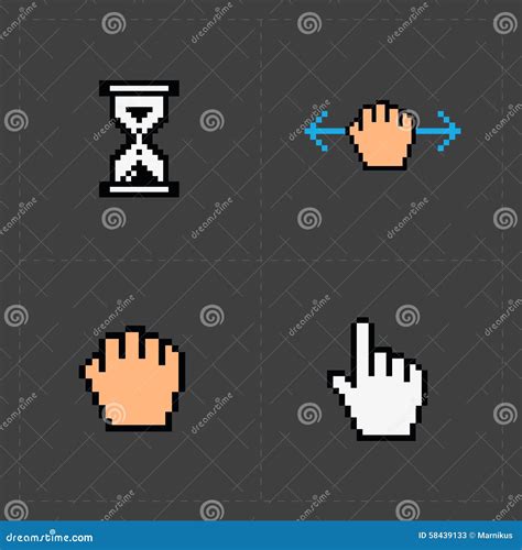 Pixel Colorful Cursors Icons On Black Vector Cartoondealer