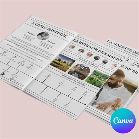 Gazette des Mariés DIY Modèle Personnalisable à Imprimer pour un
