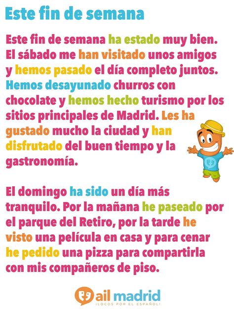 Hoy Tenemos Un Post Describiendo El Fin De Semana Usando Ejemplos Del