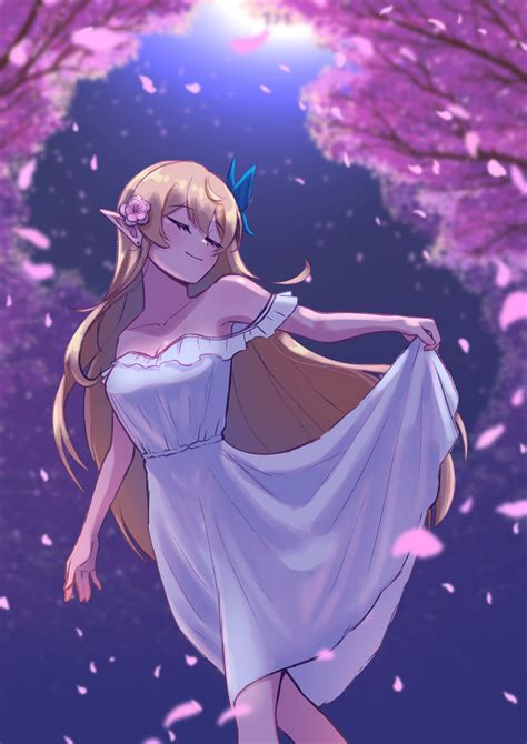 Safebooru 1girl Absurdres Blonde Hair Butterfly Hair Ornament Cherry Blossoms Cipher4109