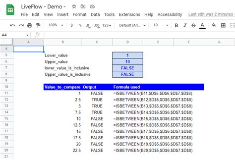 ISBETWEEN Function In Google Sheets Explained LiveFlow