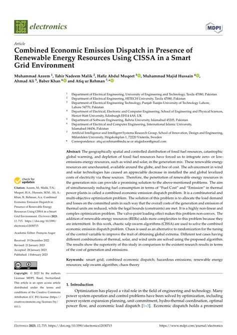 pdf combined economic emission dispatch in presence of renewable energy resources using cissa