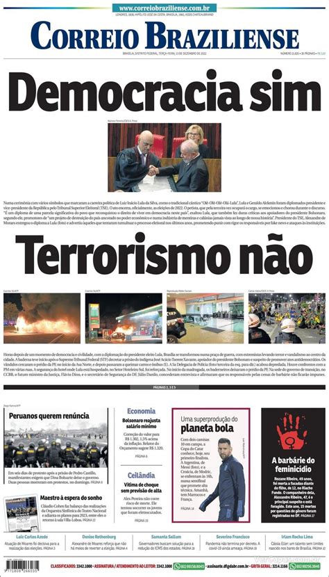 Capa Correio Braziliense Edição Terça 13 de Dezembro de 2022