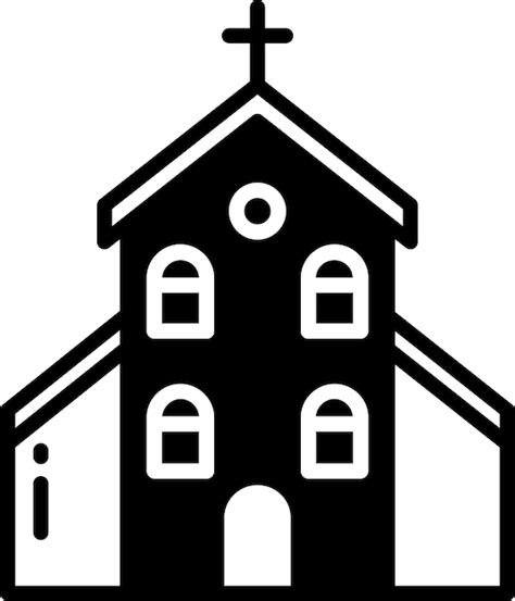 Ilustración de glifo de la iglesia y vector de líneas Vector Premium