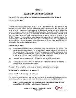 Fillable Online Interim Consolidated Financial Statements For The Three