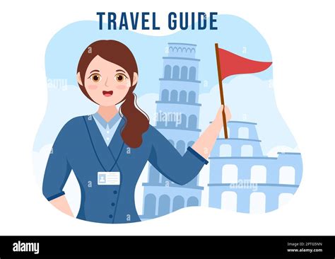 Travel Guide And Tour With Showing Interesting Places To Group Of