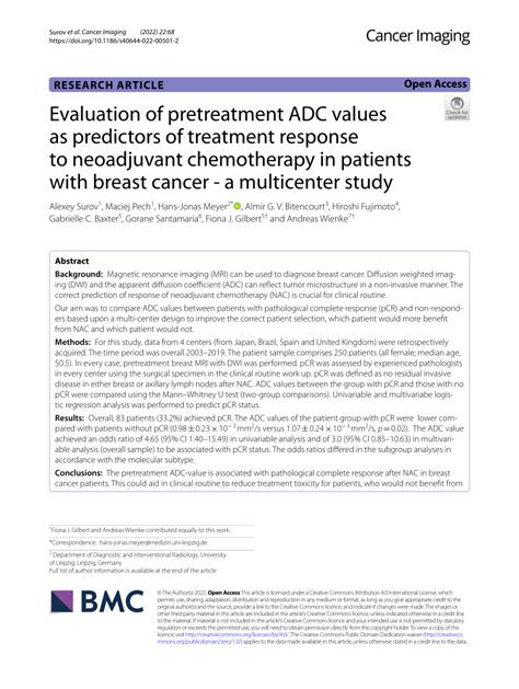 pdf evaluation of pretreatment adc values as predictors of treatment response to neoadjuvant