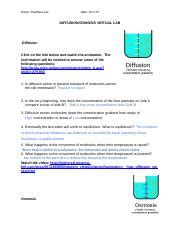 Diffusion Osmosis Lab Name Thaddeus Lee Date 10 1 19 DIFFUSION