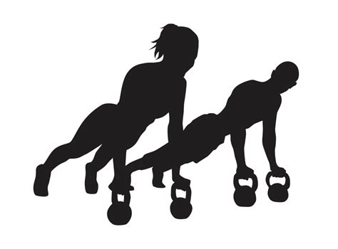 Free Silhouetten Von Paar Menschen Tun Sport Fitness Gymnastik