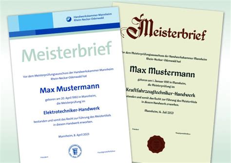 Meisterbrief Jetzt Auch Wieder Im Traditionellen Look Zu Haben