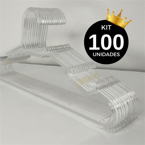 Kit 100 Cabide acrílico TRANSPARENTE Cabide Reforçado atacado adulto