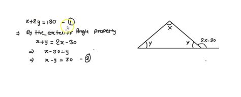 solved an isosceles triangle containing two angles with equal measure is shown the degree
