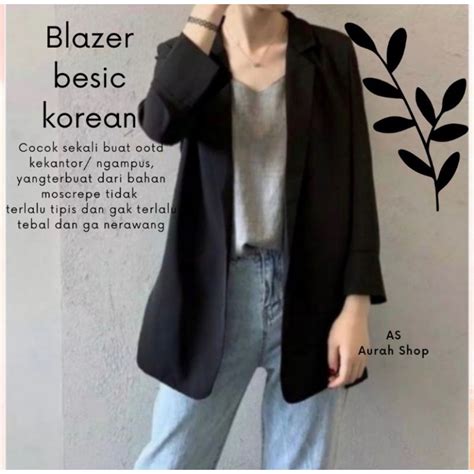 Jual Blazer Wanita Korea Blazer Basic Plain Korean Style Blazer