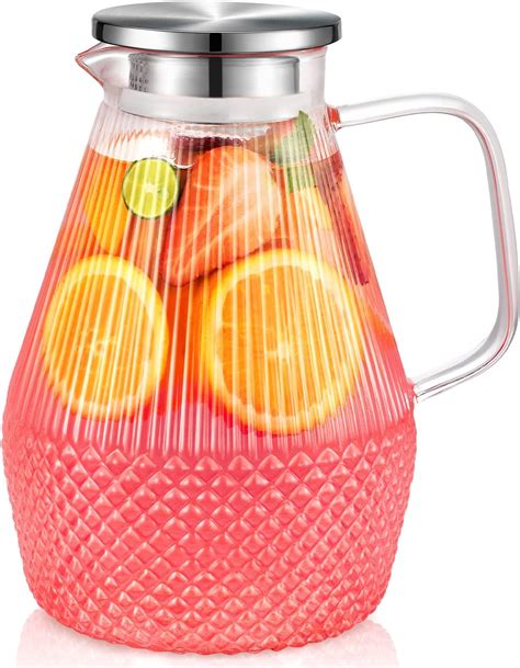 Amazon 2 Liter 68 Oz Glass Pitcher With Lid Bivvclaz Glass Water