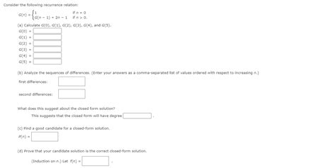 solved consider the following recurrence relation