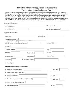 Fillable Online Education Uoregon EDLD New Student Application Form