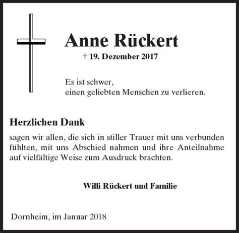 Traueranzeigen von Anne Rückert vrm trauer de
